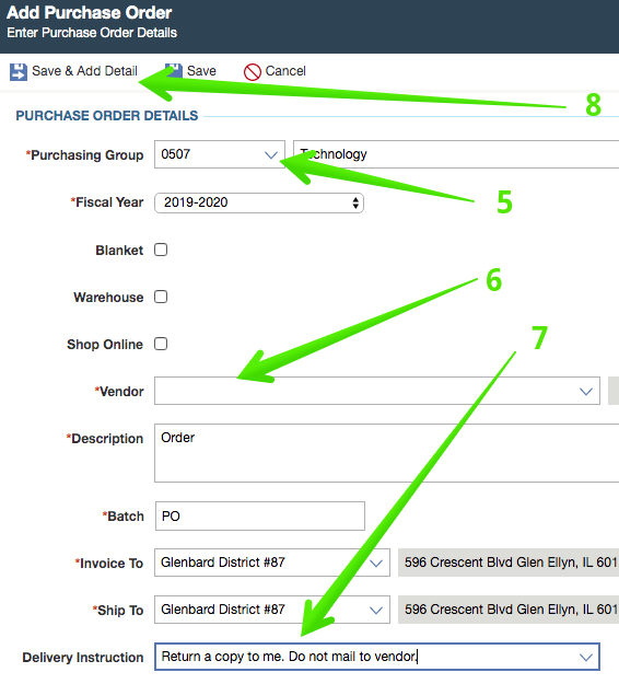 Entering Purchase Orders – DOCS